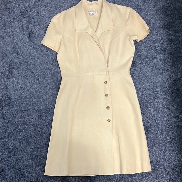 Talbots | Dresses | Talbots Cream Linen Wrap Dress With Fitted Bodice ...